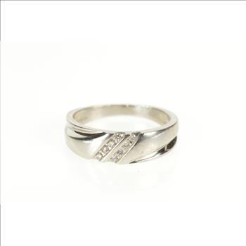 Platinum Diamond Grooved Channel Inset Wedding Band Ring, Size 8.75 ...