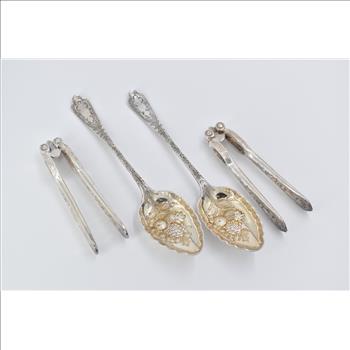 Silver Plated 1870's J Sherwood & Sons Nut Cracker & Spoon Set (4 pcs ...