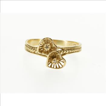 Starts @ Cost - 10K Retro Cage Heart Diamond Inset Rope Trim Yellow ...