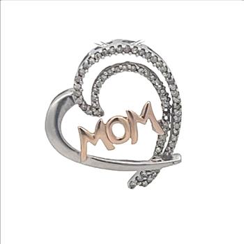Sterling Silver 10k Gold Diamond Mom Heart Love Symbol Pendant ...