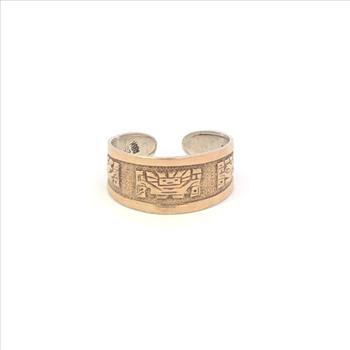 Sterling Silver 18K Gold Peruvian Mayan Open Back Band Ring, Size 7.5 ...