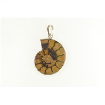 Sterling Silver Ammolite Fossil Shell Ornate Medallion Pendant ...