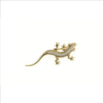 Sterling Silver Diamond Inset Two Tone Lizard Gecko Pin/Brooch ...