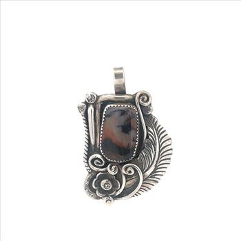 Sterling Silver Jimmy Victor Begay Navajo Dendritic Agate Pendant ...