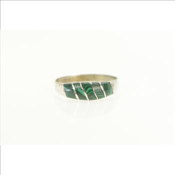 Sterling Silver Malachite Inlay Southwestern Artisan Ring, Size 6.5 ...