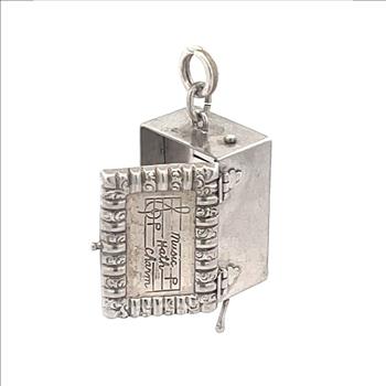 Sterling Silver Music Hath Charm 3D Articulated Music Box Charm/Pendant ...