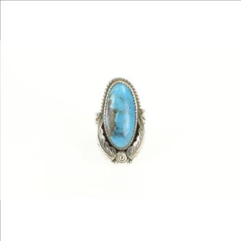 Sterling Silver Roy Buck Native American Turquoise Cabochon Ring, Size ...