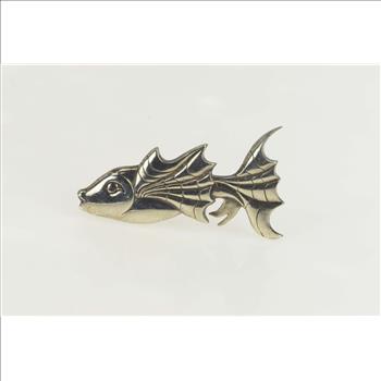 Sterling Silver Stylized Retro Fish Guppy Statement Pin/Brooch ...