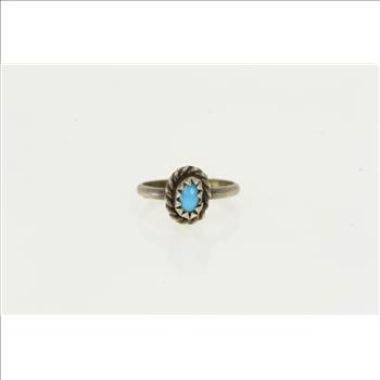 Sterling Silver Turquoise Ornate Southwestern Child's Ring, Size 0.75 ...