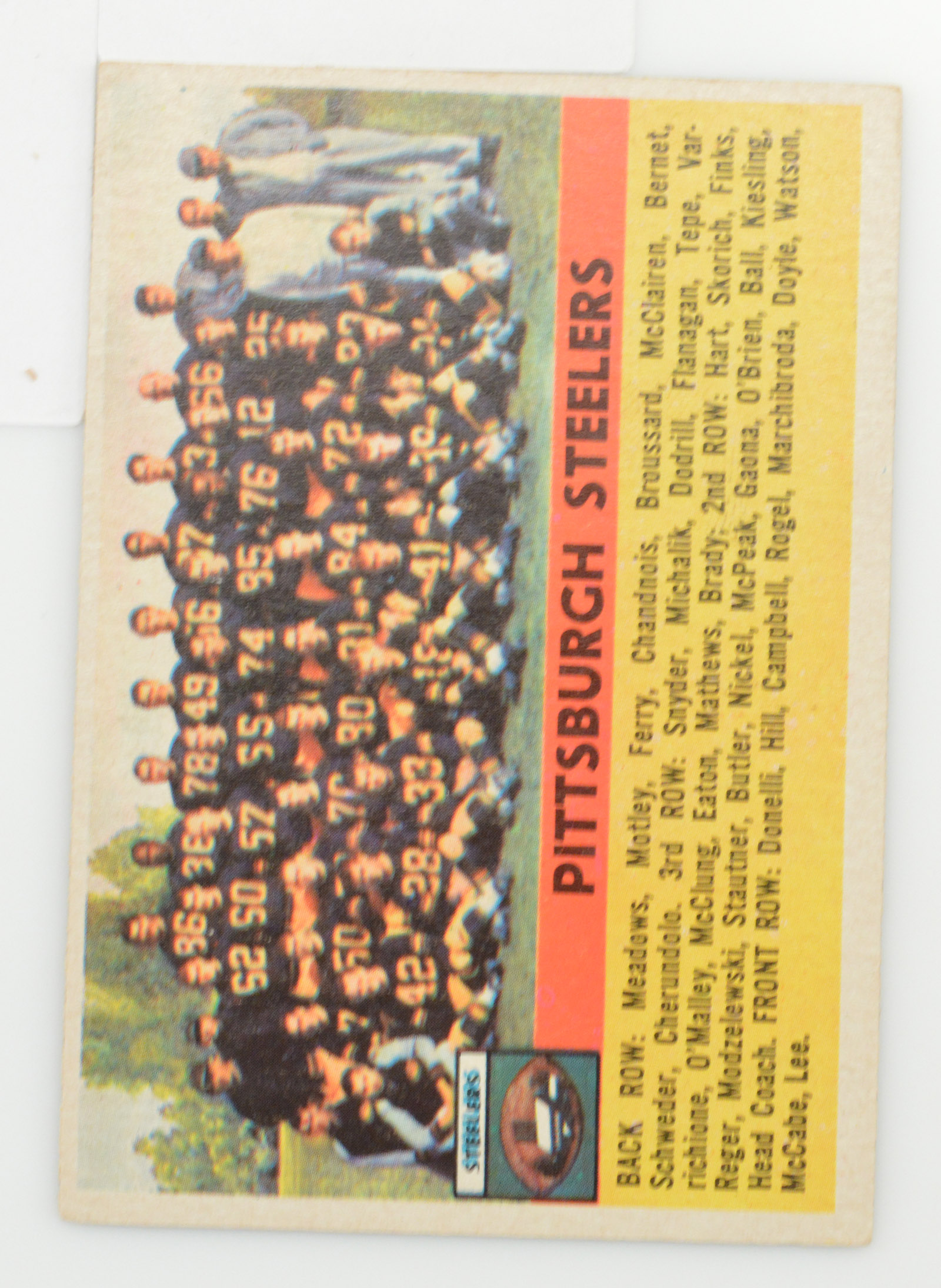 1956 Pittsburgh Steelers Team Card Topps #63 Football Card | Property Room