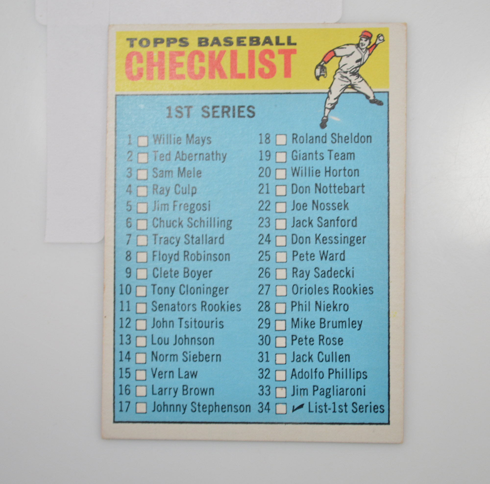 1966 1st Series Baseball Checklist Unmarked Topps #34 | Property Room