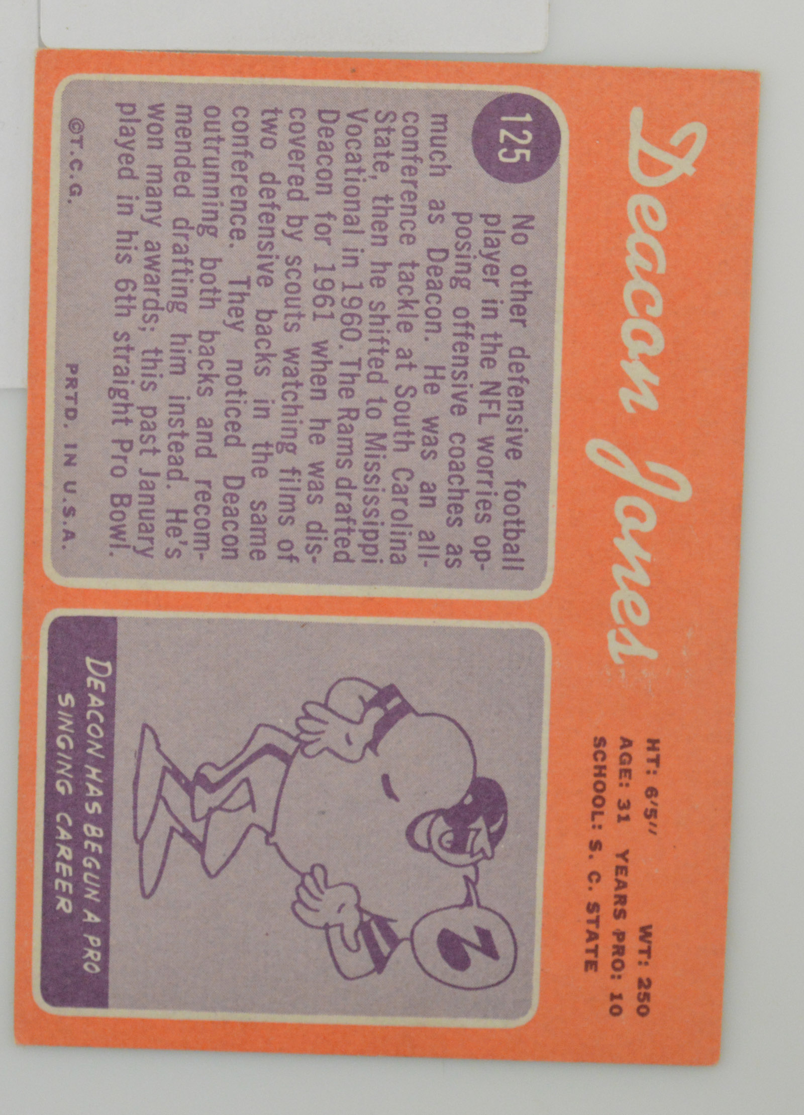 1970 Deacon Jones Rams Topps #125 Football Card | Property Room