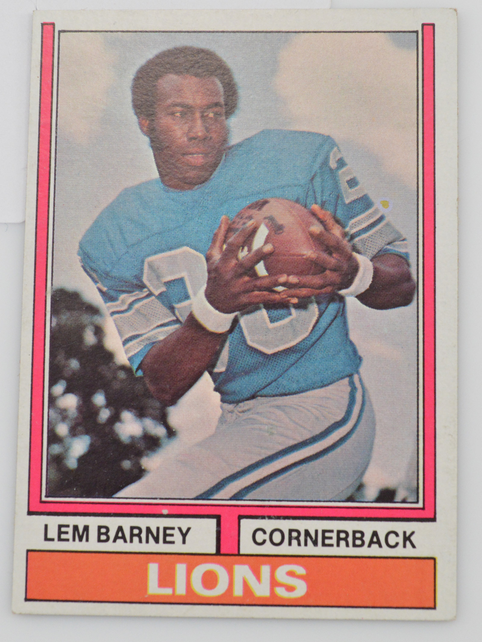 1974 Lem Barney Lions Topps #525 Football Card | Property Room