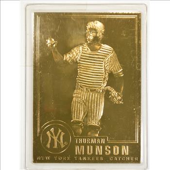 22K Gold Thurman Munson Limted Edition Danbury Mint Baseball Trading ...