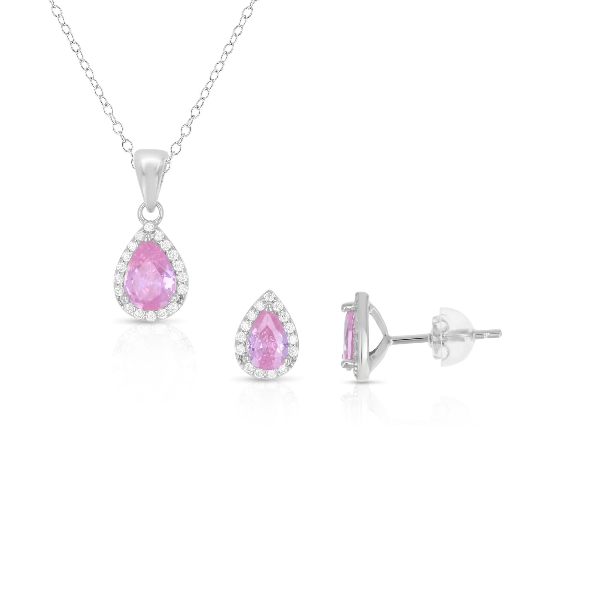 SS 925 Pear Pink Halo CZ Set - Oct | Property Room