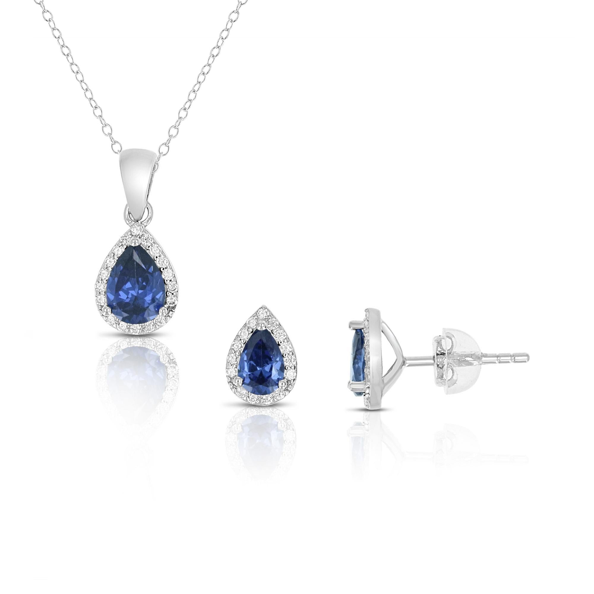 SS 925 Pear Tanzanite Halo CZ Set | Property Room