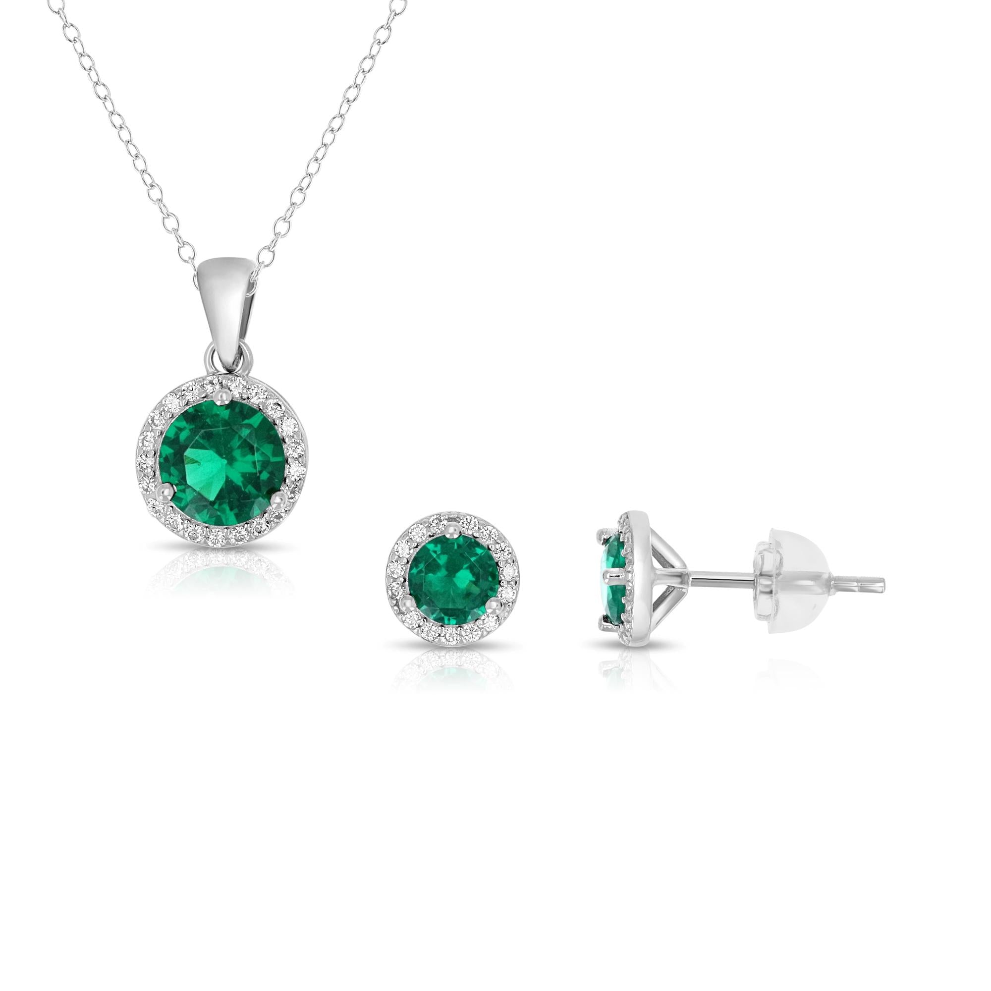 SS 925 Round Emerald Halo CZ Set - May | Property Room