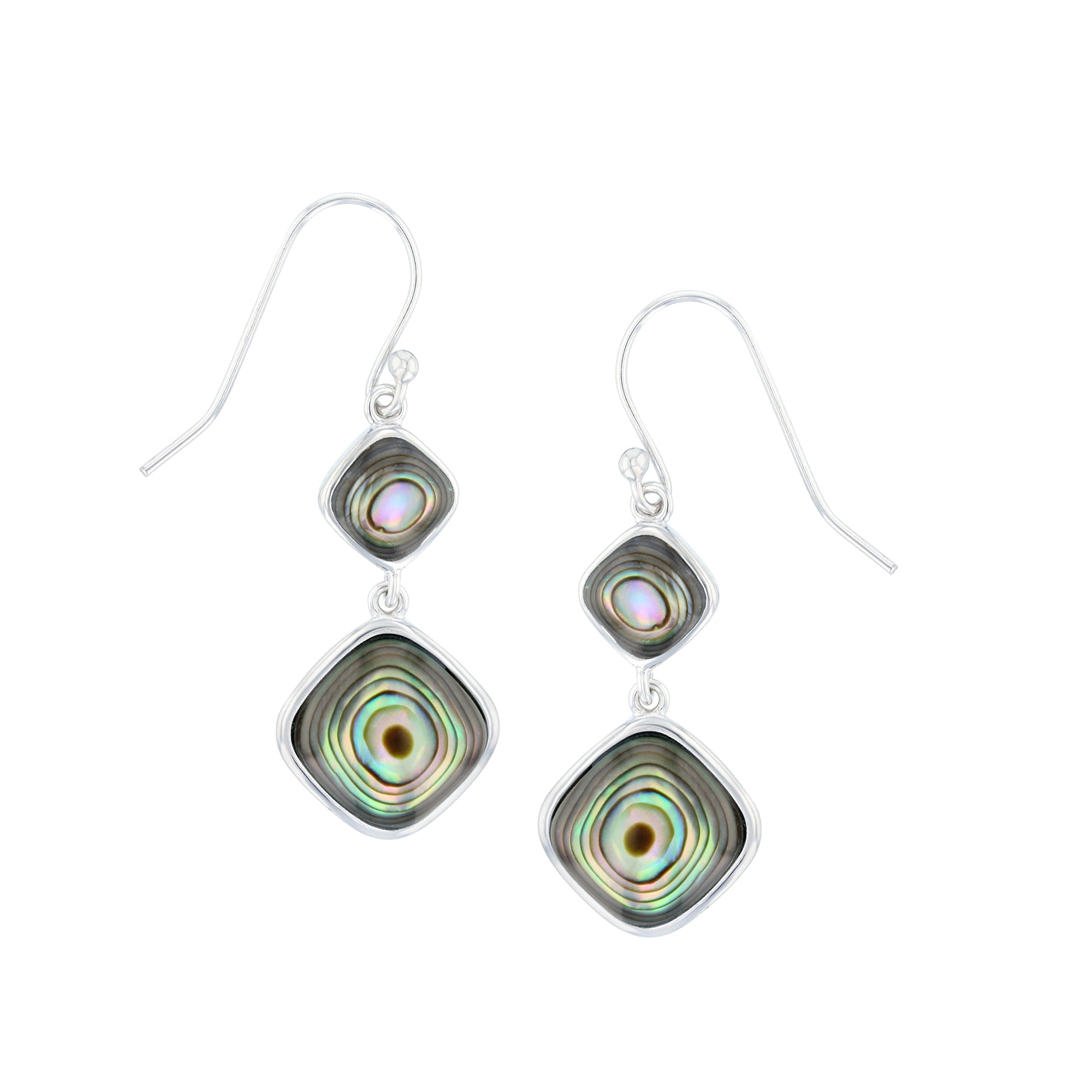 Sterling Silver Abalone Double Rhombus Drop Earring Property Room
