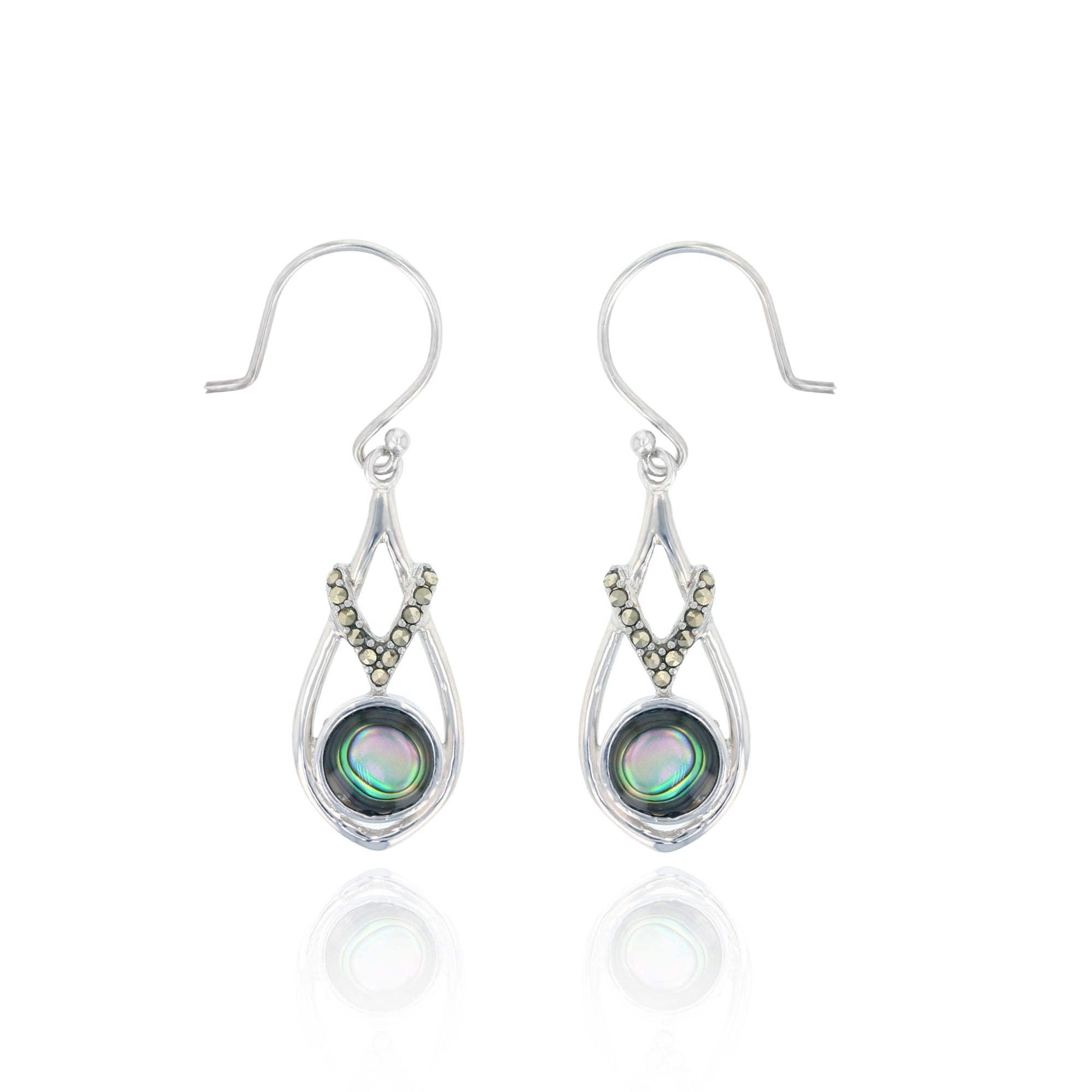 Sterling Silver Abalone Teardrop Marcasite Earring Property Room