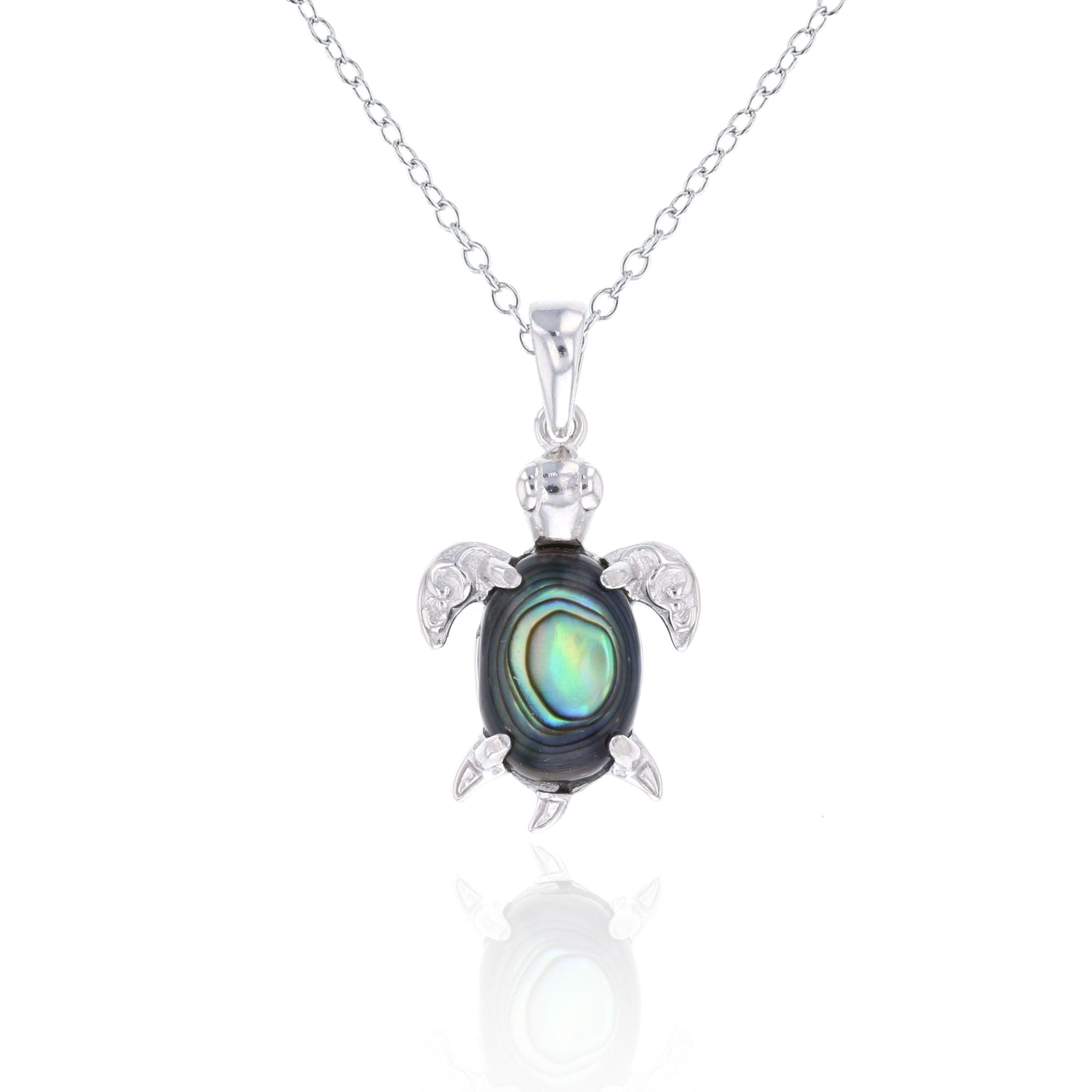 Sterling Silver Abalone Turtle Pendant with Chain | Property Room