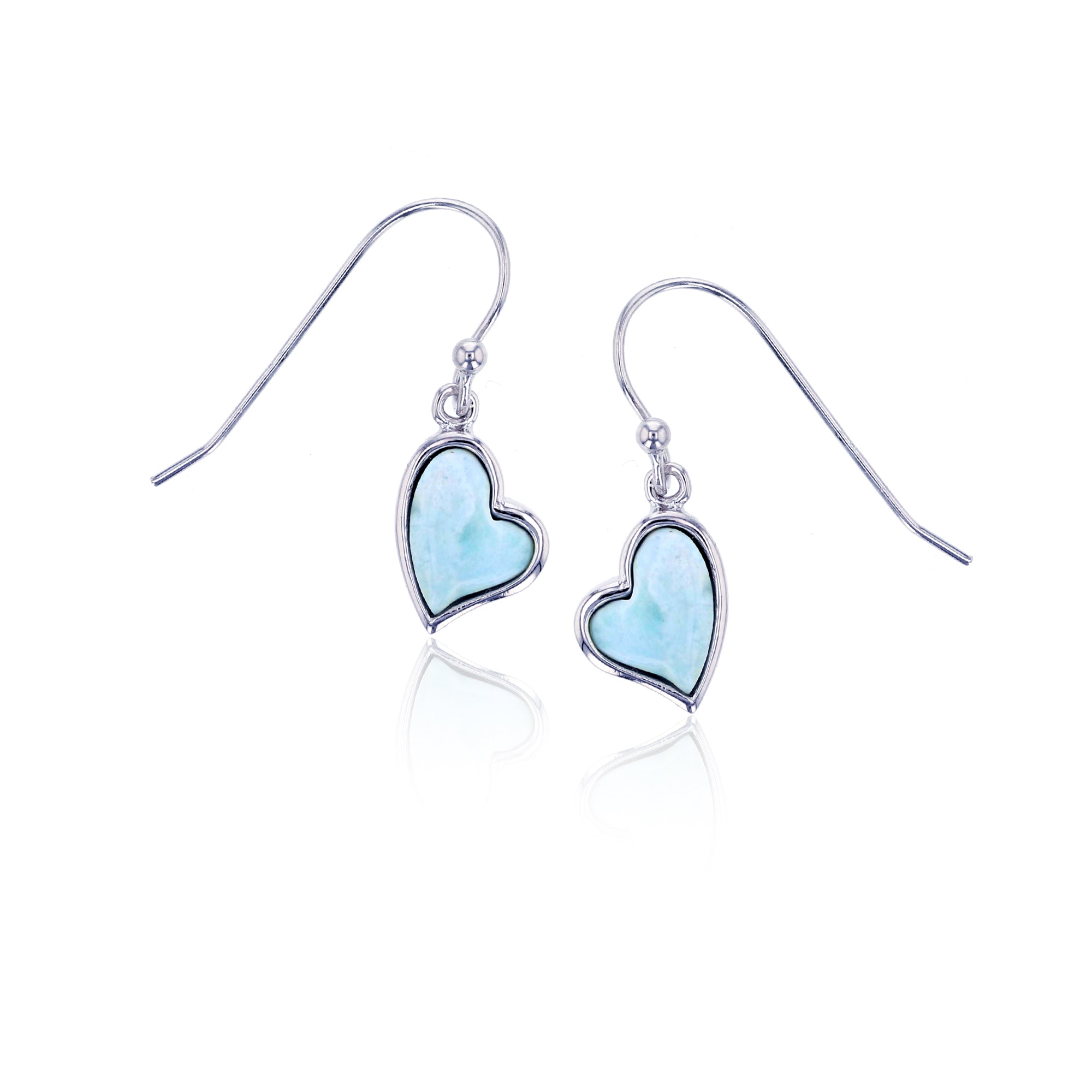 Sterling Silver Genuine Larimar Heart Earring | Property Room