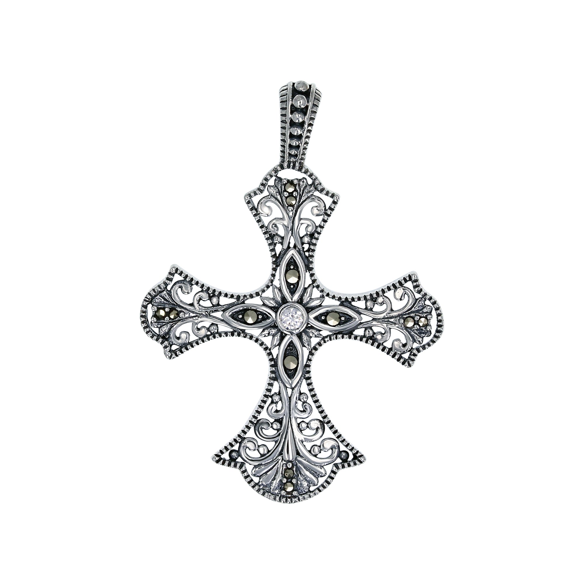 Sterling Silver Marcasite Cross with 18" Chain | Property Room