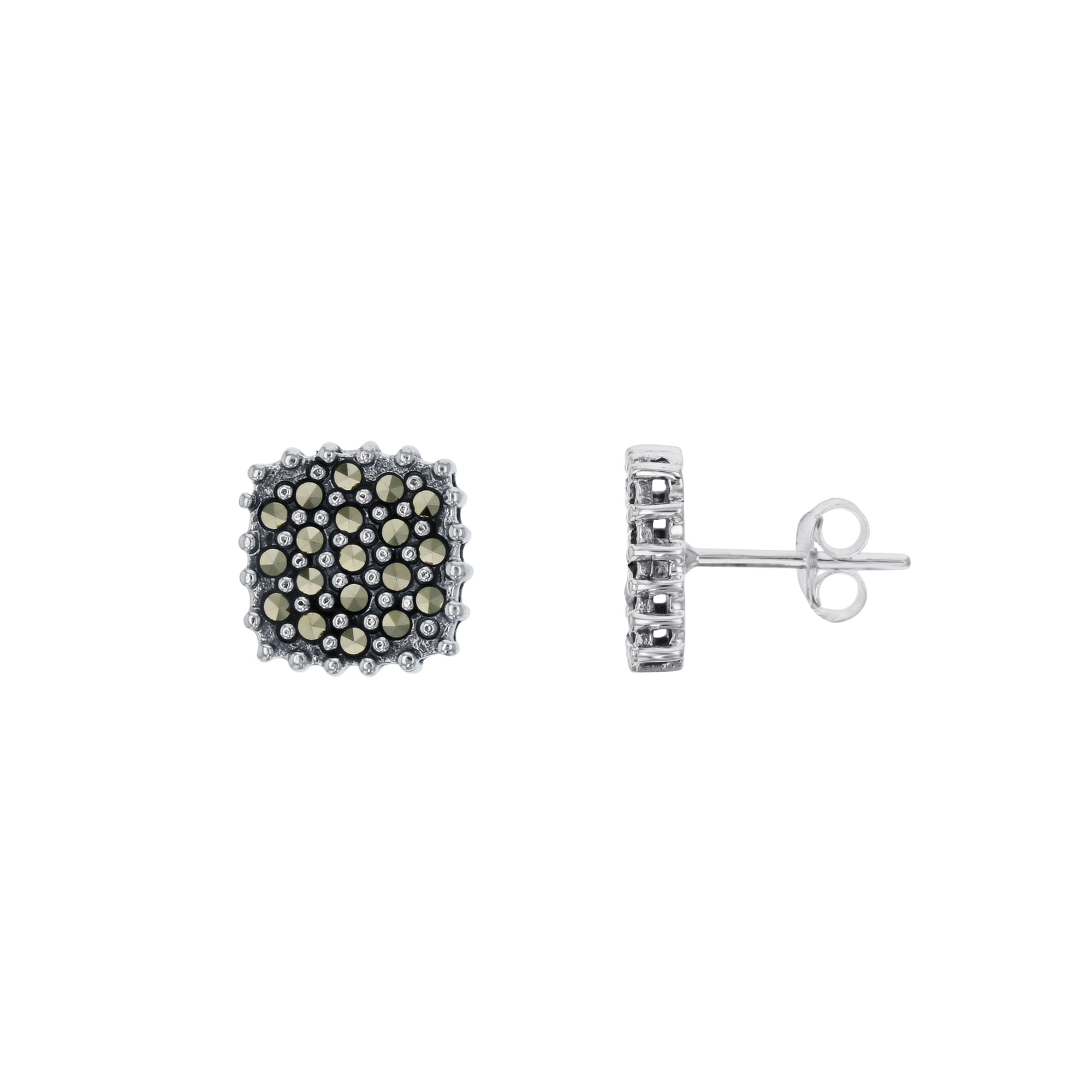 Sterling Silver Marcasite Square Shape Stud Earring | Property Room