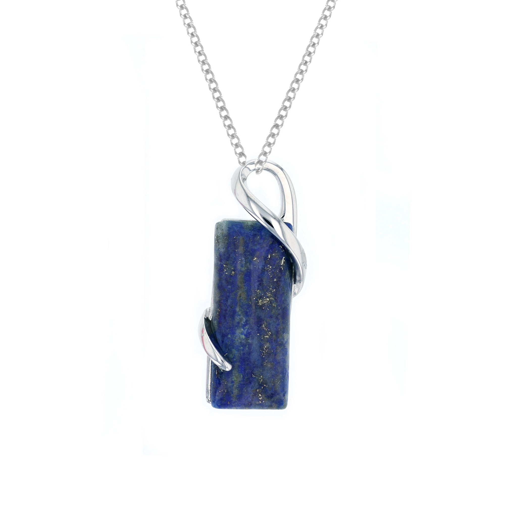 Sterling Silver Rectangular Genuine Lapis Pendant | Property Room