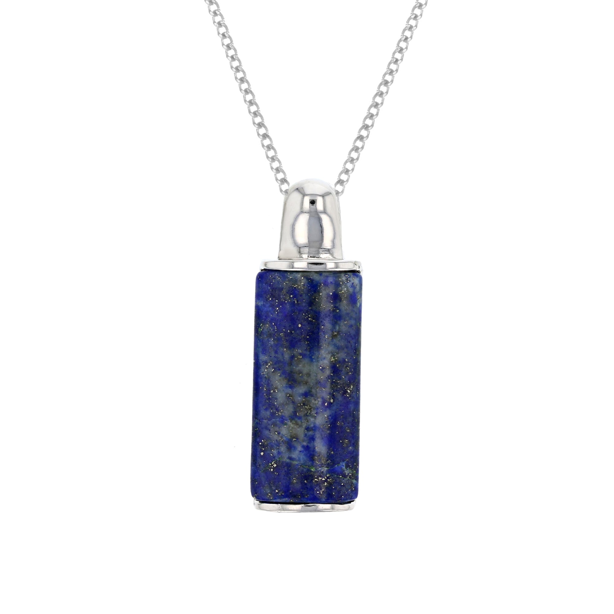 Sterling Silver Rectangular Genuine Lapis Pendant Necklace | Property Room