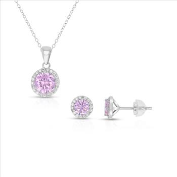 SS 925 Round Pink Halo CZ Set - Oct | Property Room