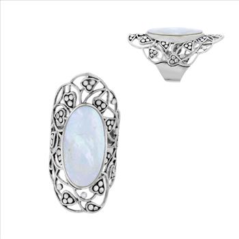 Sterling Silver Fresh Water Pearl with Heart Patterns Vintage Ring Size ...