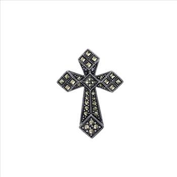 Sterling Silver Marcasite Cross Pendant with 18" Chain | Property Room