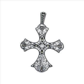 Sterling Silver Marcasite Cross with 18" Chain | Property Room