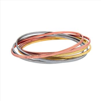 Tri Tone Stackable Stainless Steel Bangles | Property Room