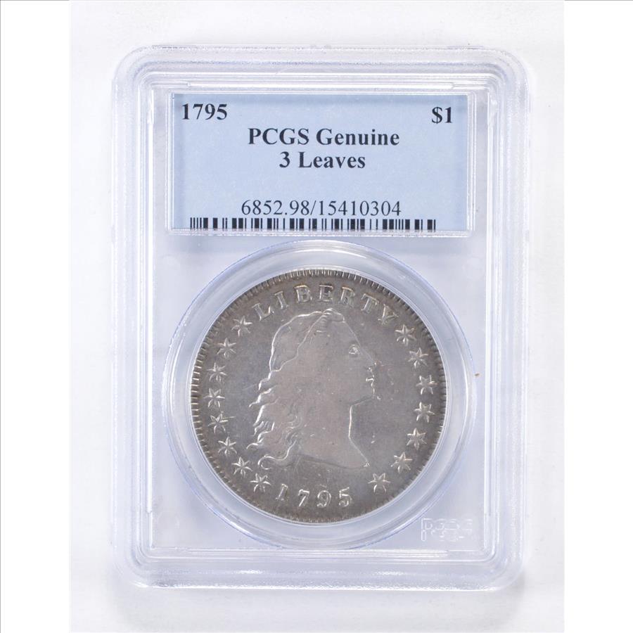 1795 Flowing Hair Silver Dollar - 3 Leaves - Graded PCGS | Property Room