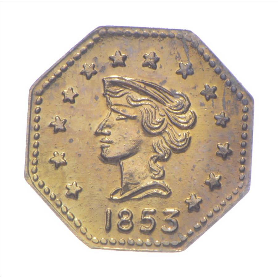 1853 Octagonal California Gold Rush Souvenir Token | Property Room