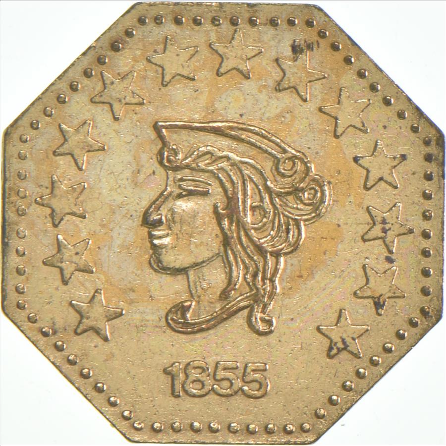 1855 Liberty Octagonal California Gold Rush Souvenir Token | Property Room