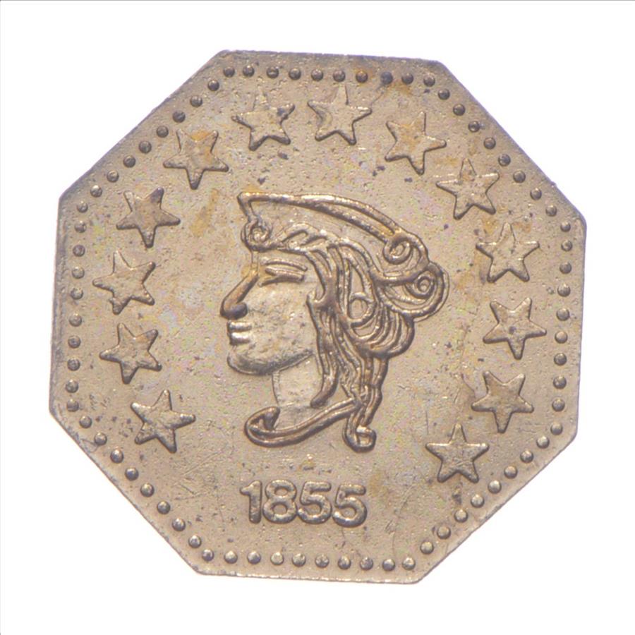 1855 Octagonal California Gold Rush Souvenir Token | Property Room
