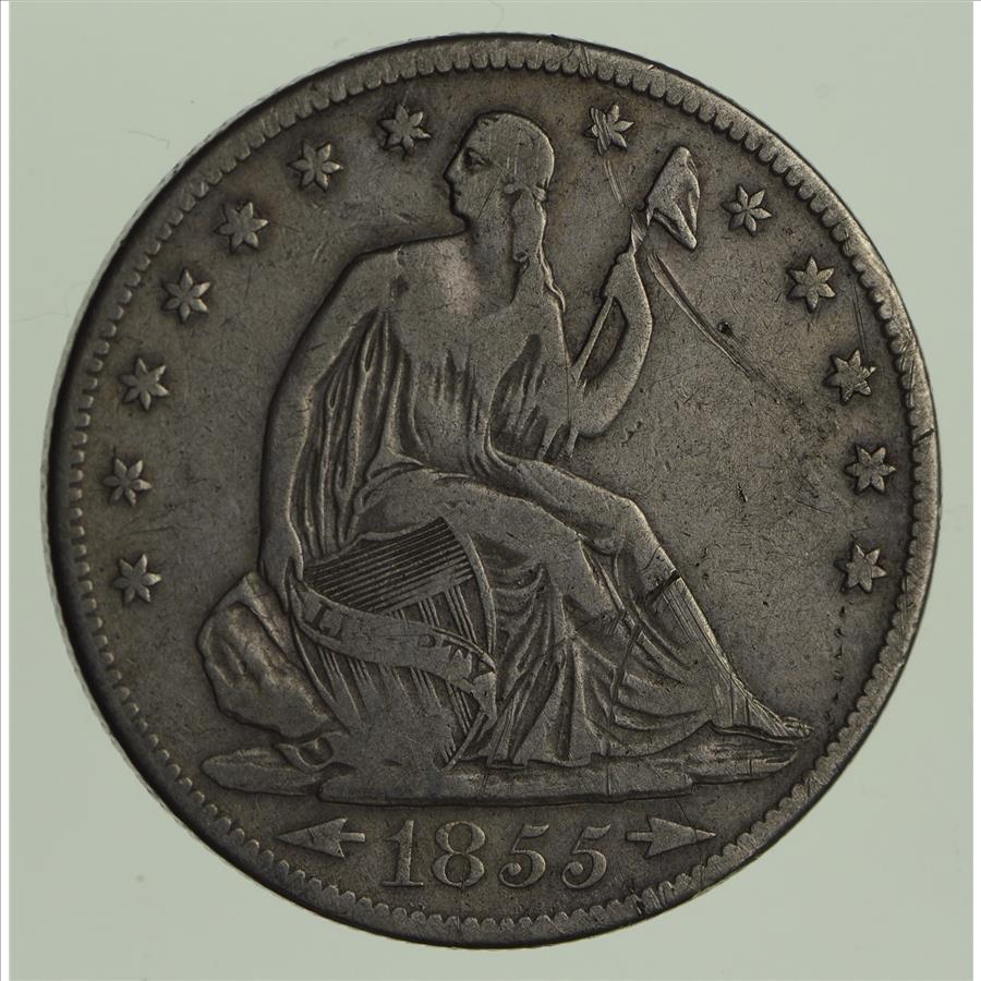 1855-S Seated Liberty Half Dollar - Arrows - Circulated | Property Room