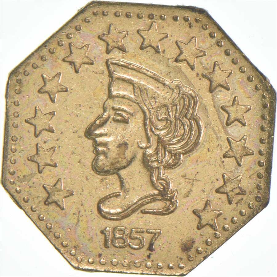 1857 Liberty Octagonal California Gold Rush Souvenir Token | Property Room
