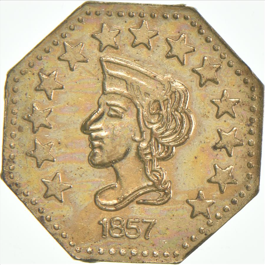 1857 Liberty Octagonal California Gold Rush Souvenir Token | Property Room