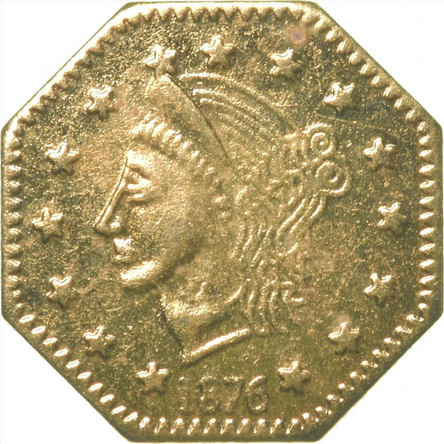 1876 Liberty Head Octagonal California Gold Rush Souvenir Token ...