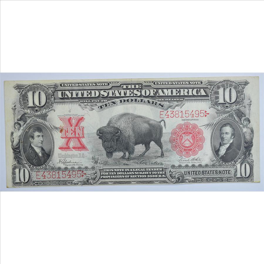 1901 $10 Bison Large Size Legal Tender Note - Stamped | Property Room