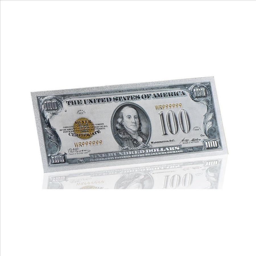 1928 US Silver Certificate $100 Silver Foil- Replica Bank Note ...