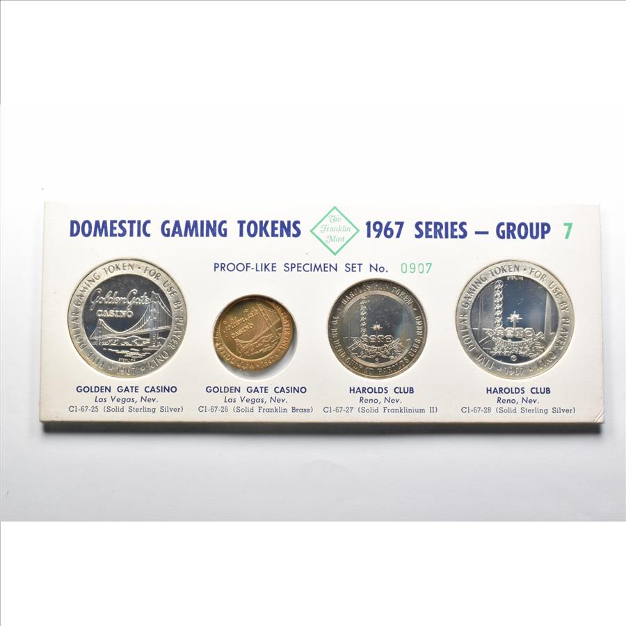1967 Series Domestic Gaming Tokens Group 7 Proof Like Set Of 4 Specimen ...