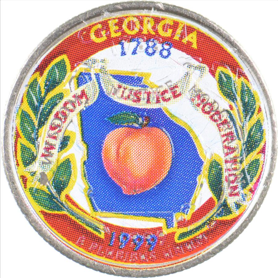 Custom - COLORIZED - 1999-P Georgia State Quarter - High Collectible ...