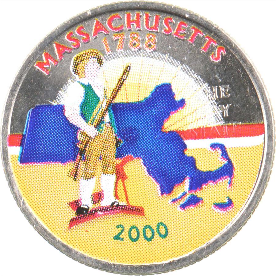 Custom - COLORIZED - 2000-P Massachusetts State Quarter - High ...