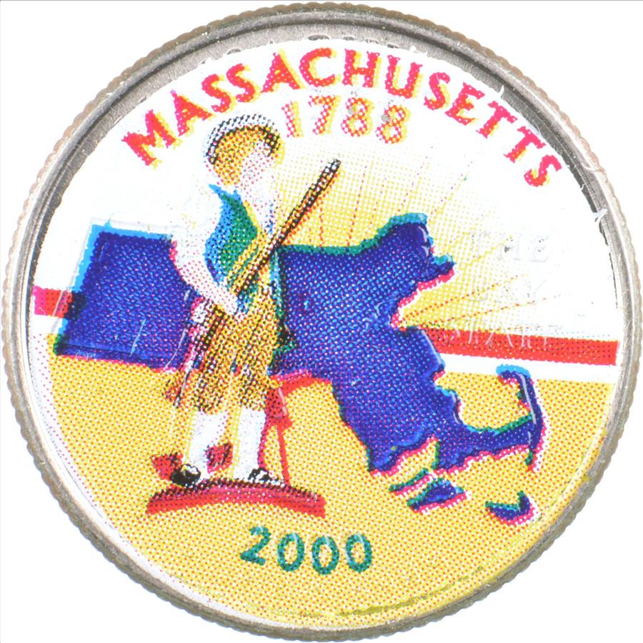 Custom - COLORIZED - 2000-P Massachusetts State Quarter - High ...