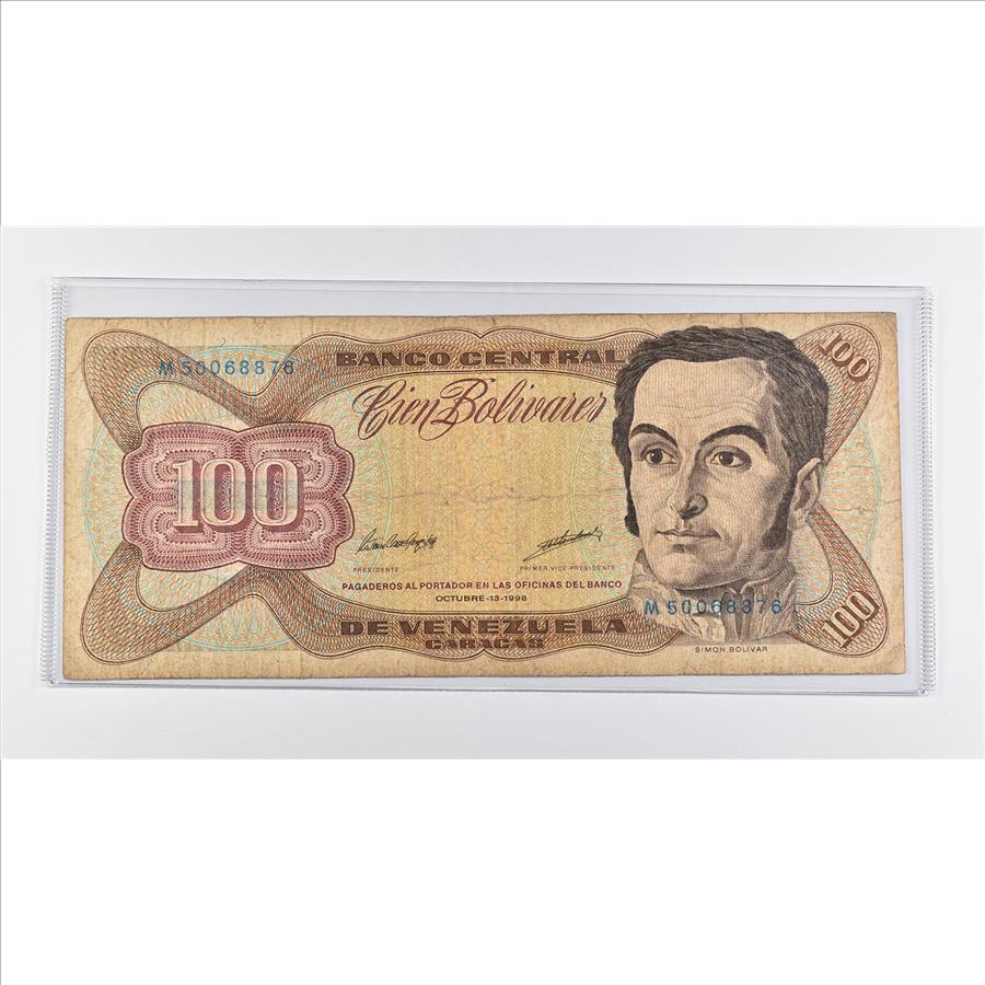 Historic World Bank Note 1998 Venezuela 100 Bolivares Collectible ...