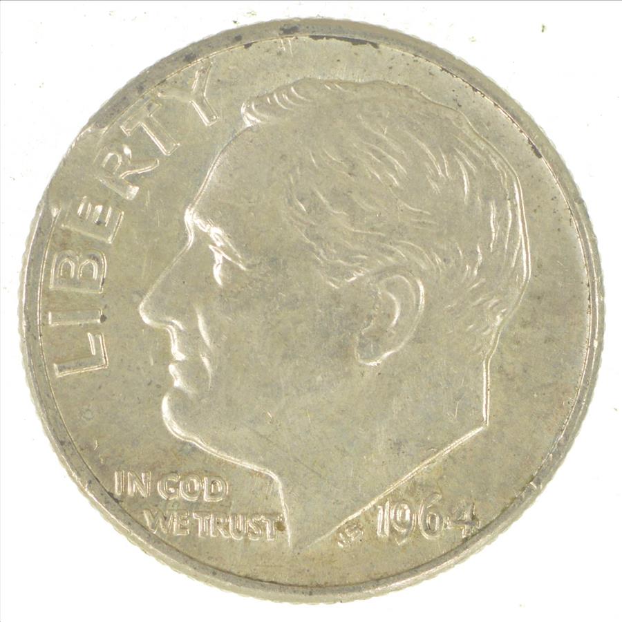 Major Error - Clipped Planchet Error - 90% Silver Roosevelt Dime - 1964 ...